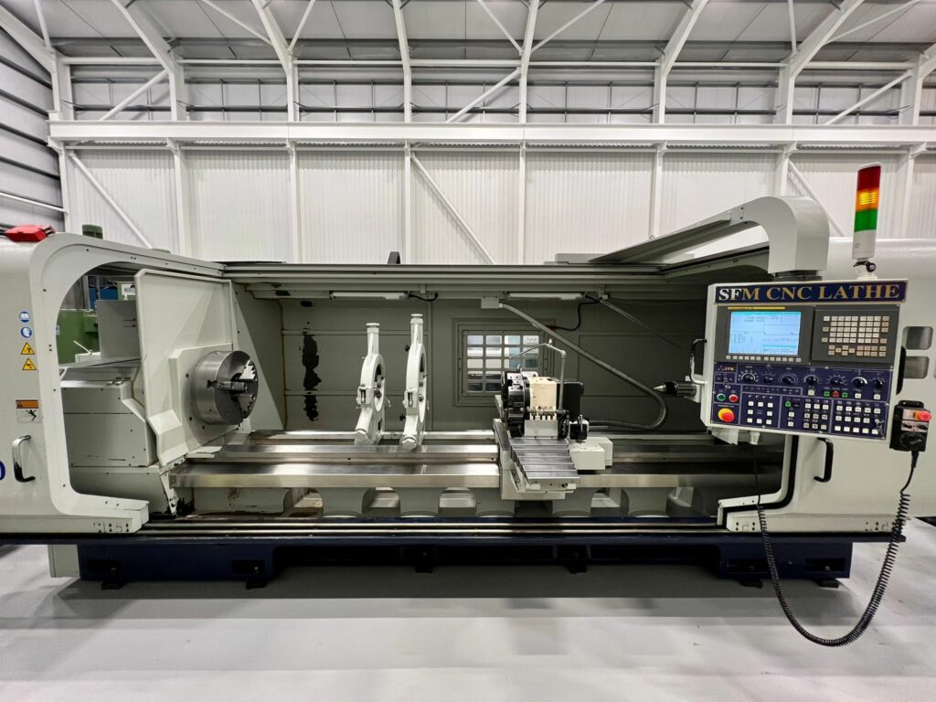 SFM Model CET28120 CNC Flat Bed Lathe with Fanuc 0i-TD Control, Year ...